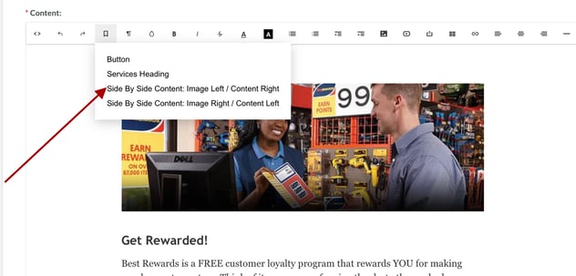 Adding Side by Side Columns (WYSIWYG)